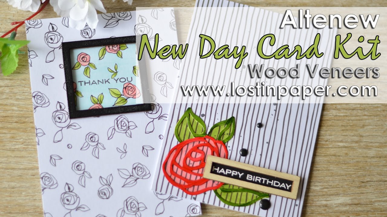 Altenew New Day Card Kit - Using the Wood Veneers! - YouTube
