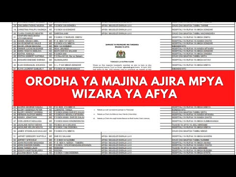 ORODHA YA MAJINA AJIRA MPYA WIZARA YA AFYA 2022/23|AJIRA MPYA WAUGUZI ...