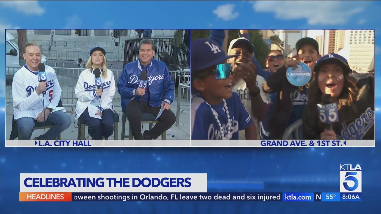 Dodgers fans crowd downtown L.A. for World Series victory parade - YouTube