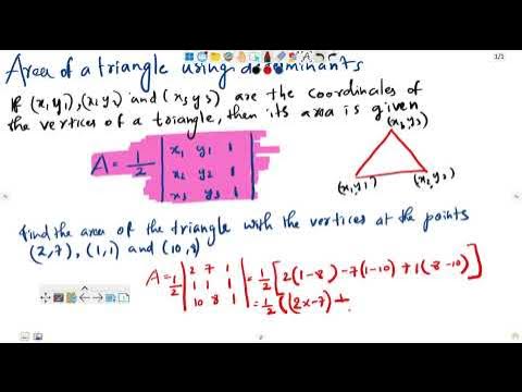 Area of a triangle when the coordinates are given using determinants ...