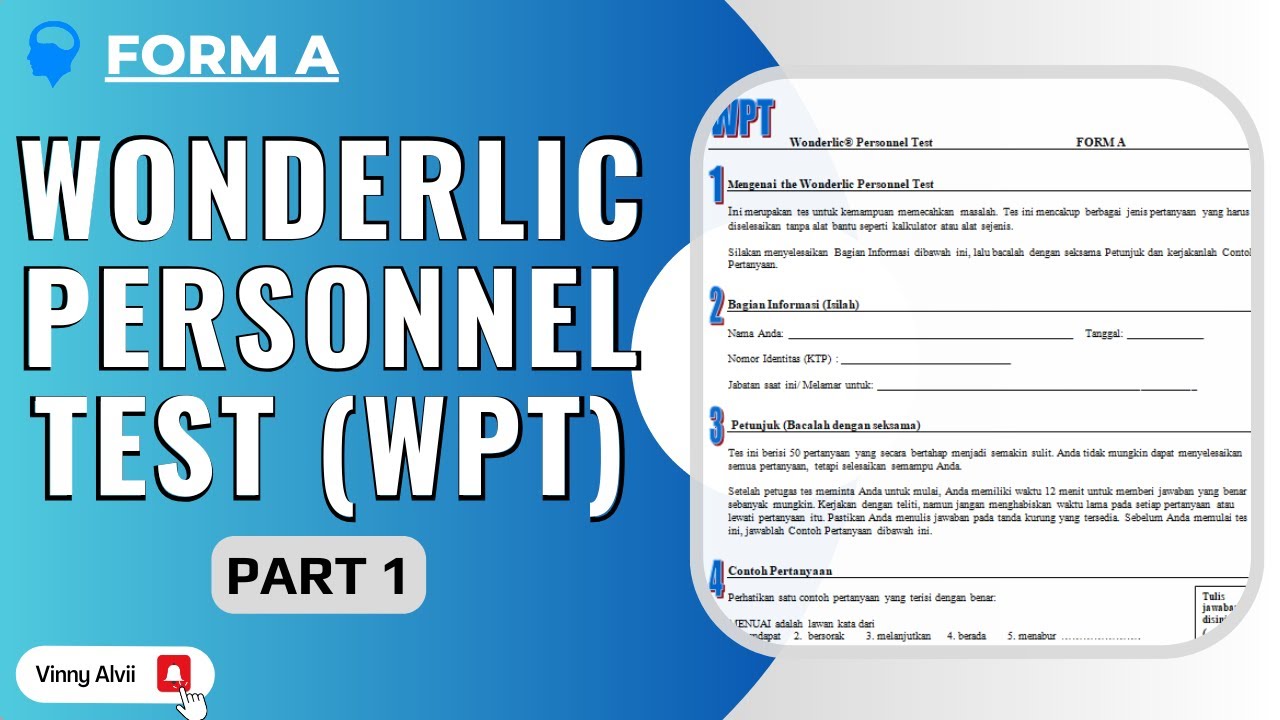 Psikotes IQ WPT Form A (Wonderlic Personnel Test) | Part 1 - YouTube