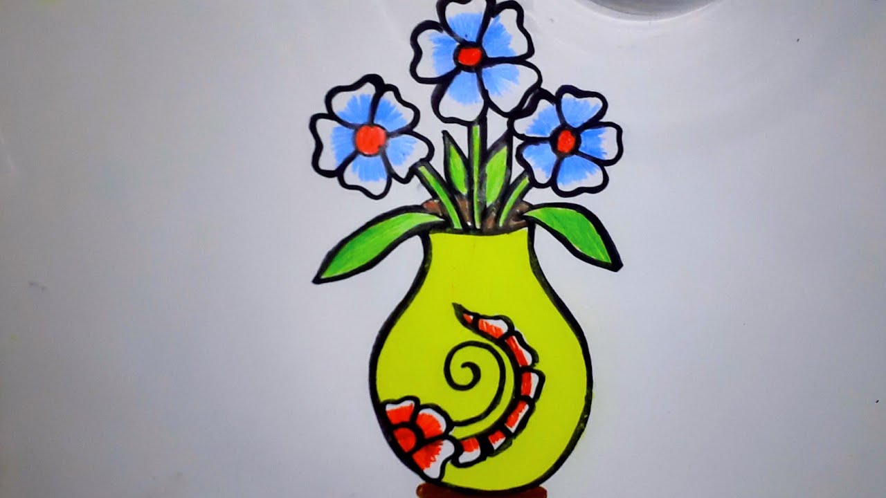 How To Draw A Easy And Beautiful Flower Pot | Best Flower Site