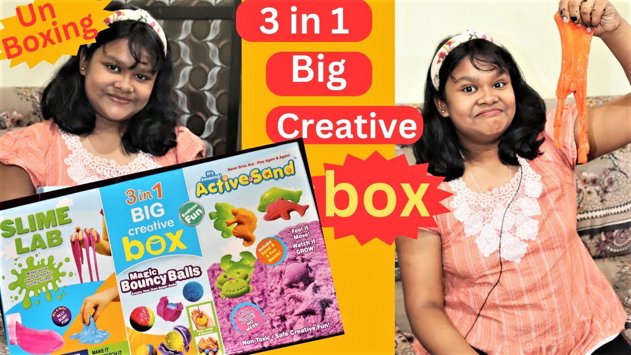 Un Boxing 3 in 1 Big Creative Box - SLIME LAB, Magic Bouncy Balls ...