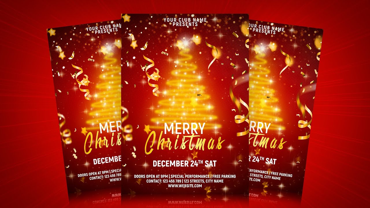 Professional Merry Christmas Flyer Design | Photoshop Tutorial - YouTube
