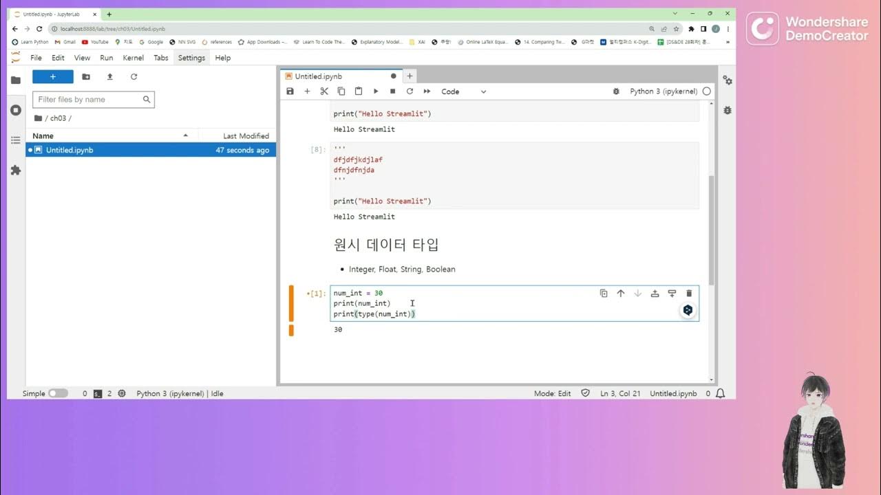 데이터분석 필수 Streamlit 대시보드 만들기 Python Basic 기본문법 익히기 원시데이터 타입 Youtube