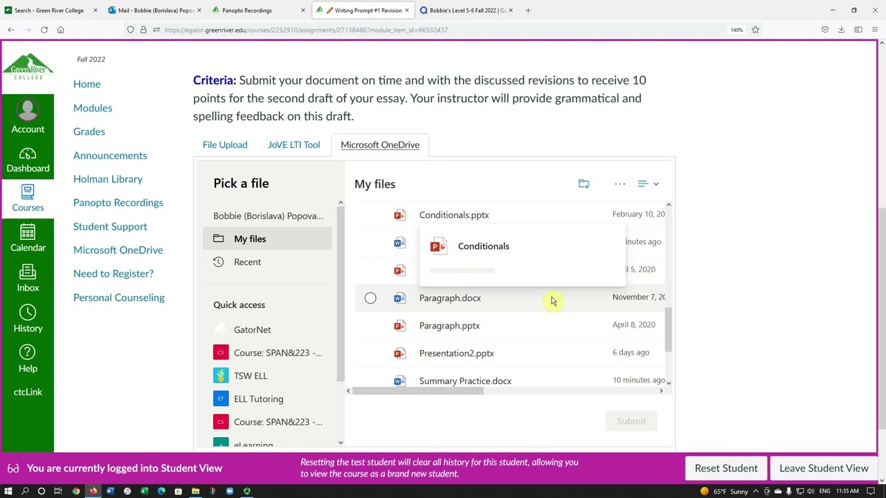 Assignment Submission Uploading A Onedrive File Default D87f5aed Youtube