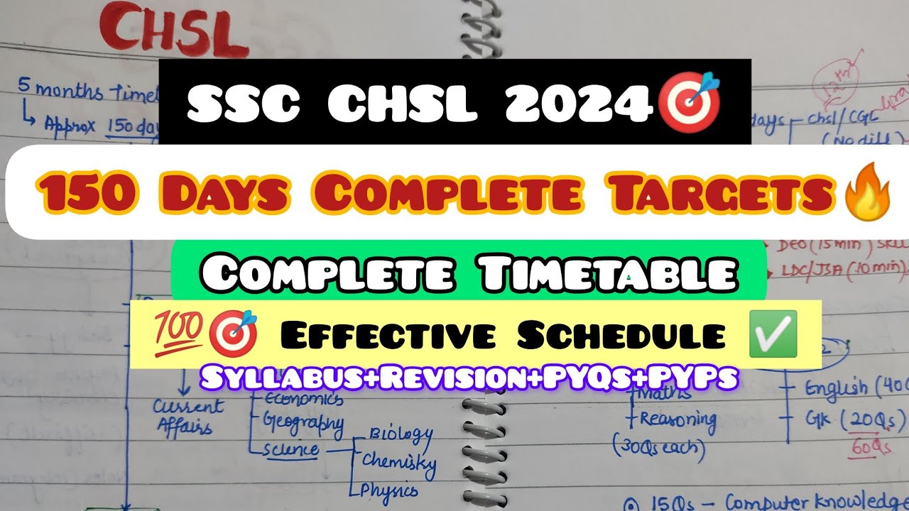 SSC CHSL 150 Days Target!🎯 💯 Effective Targets CRACK CHSL2024!🔥📚 - YouTube