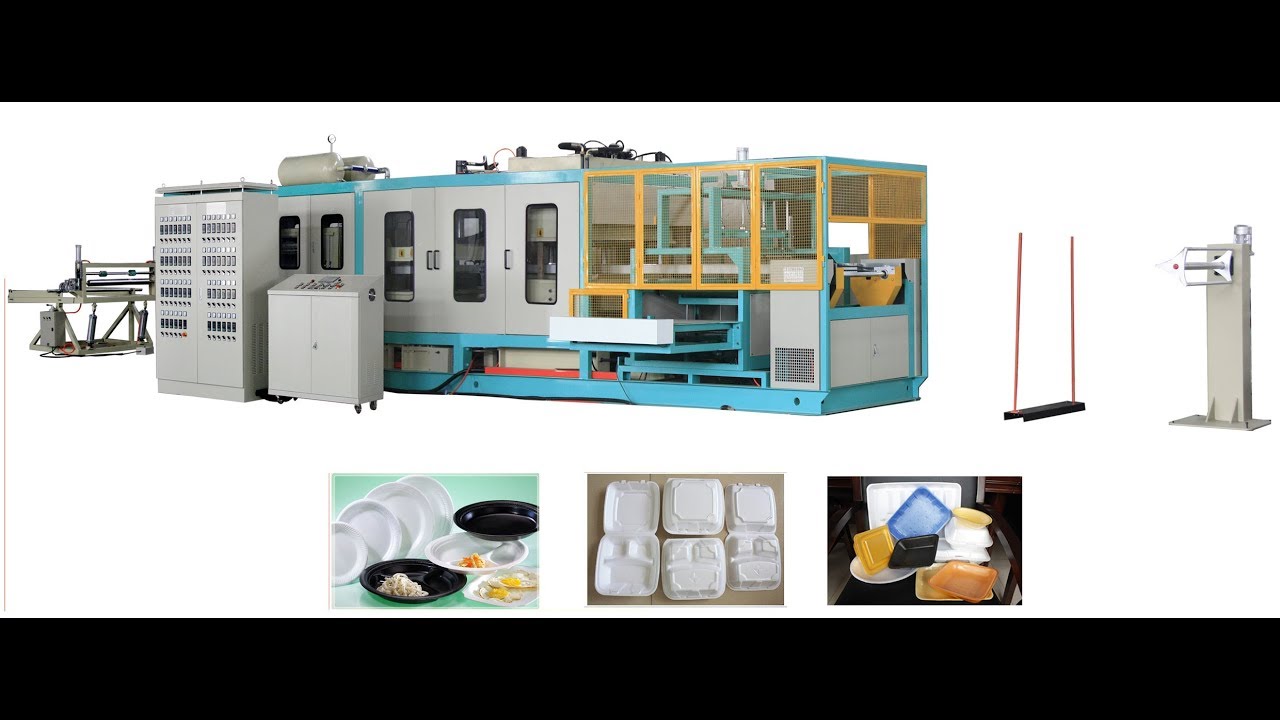 ps foam disposable lunch box making machine - YouTube