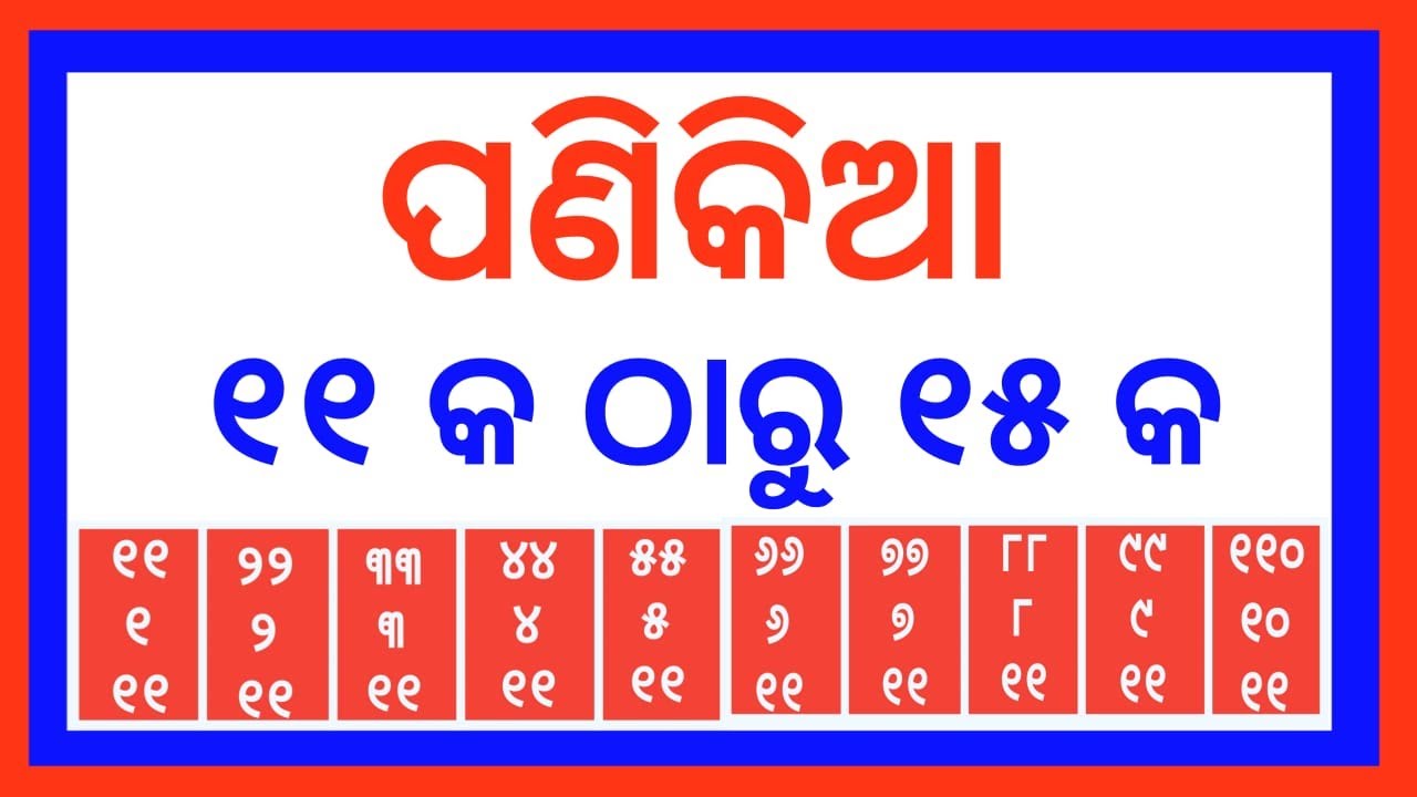 Odia panikia sikhya || 11 to 15 tebuls || 11 to 15 ka panikia || odia ...