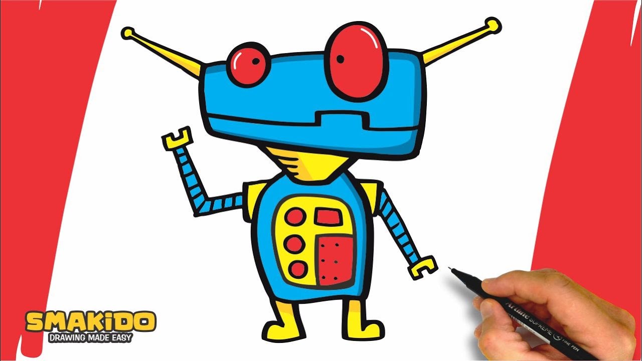 How to Draw Robot For Kids and Beginners | Simple Robot Drawing Step by ...