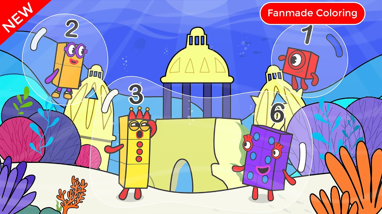Numberblocks 1 2 3 6 inside a bubble Underwater going to Atlantis - YouTube