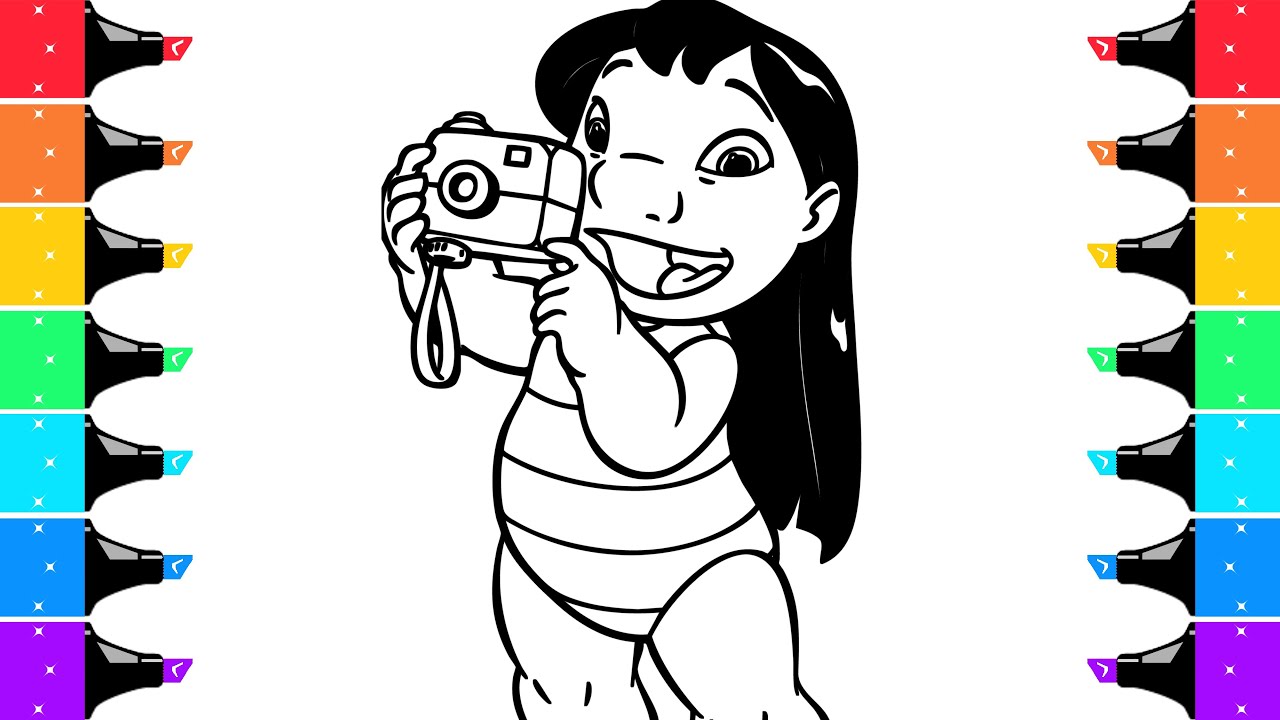 Lilo and Stitch Coloring Book | Coloring Lilo Taking a Picture Coloring ...