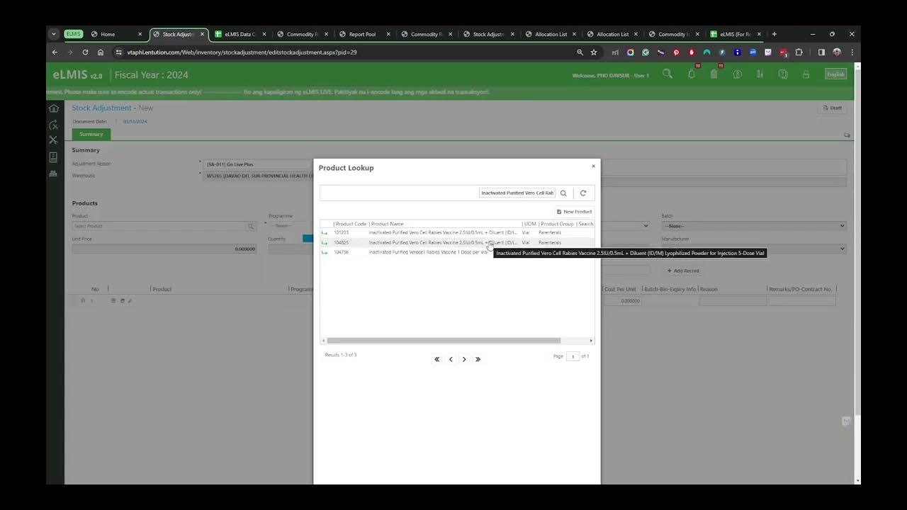 How to do Stock Adjustment to add an Item in ELMIS - YouTube