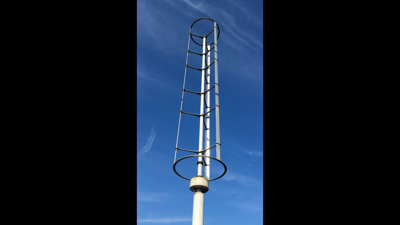 Unique Wind Turbine Generator in Operation spinning Demo Sunny Day ...