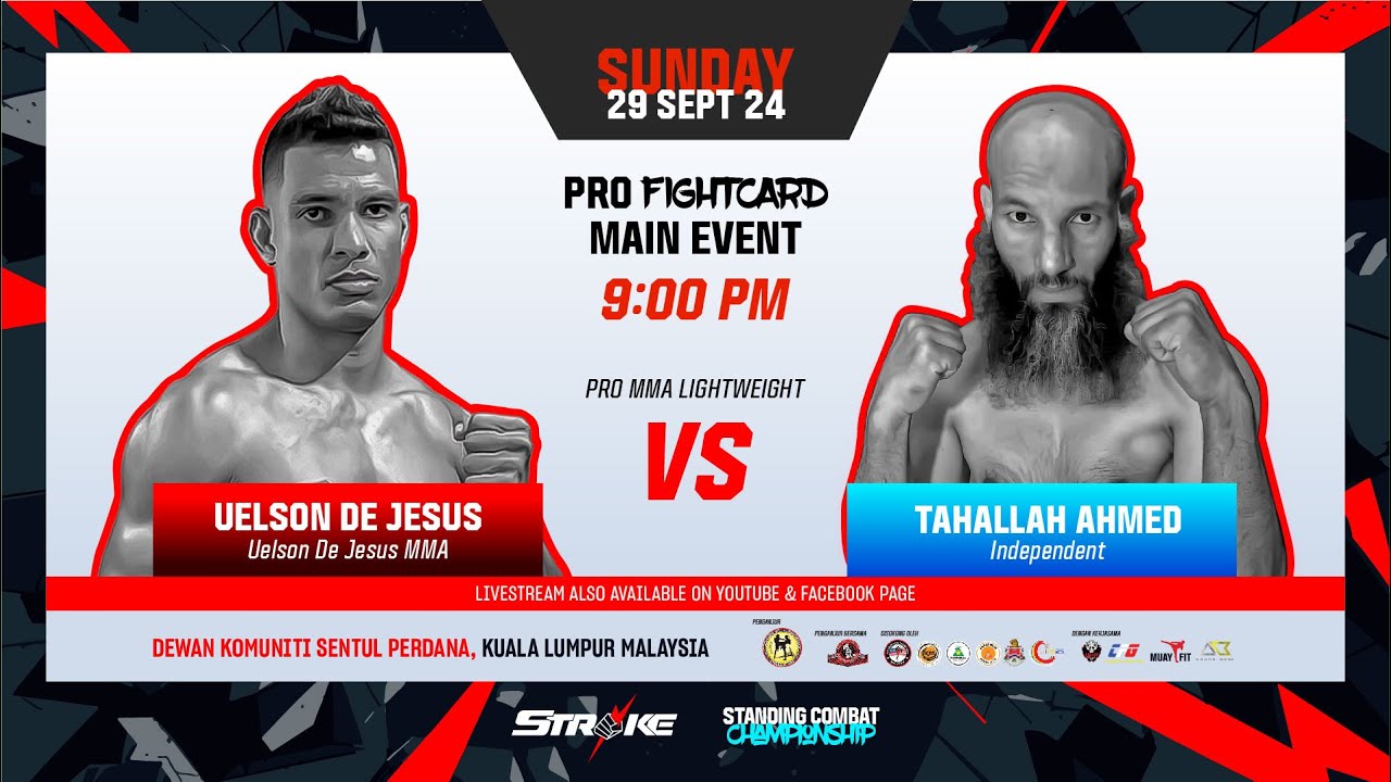 Strike Main Event : Uelson De Jesus vs Tahallah Ahmed PRO MMA - YouTube
