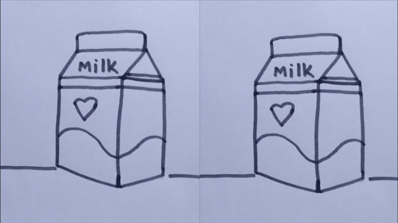How to draw a Milk Box/Easy drawing step by step/ Cute milk box drawing ...