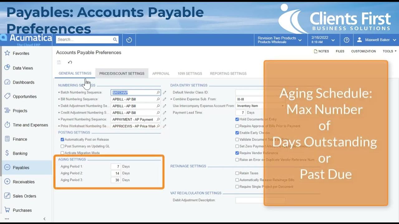 Acumatica Cloud ERP Tip 84: Accounts Payable Preferences - YouTube