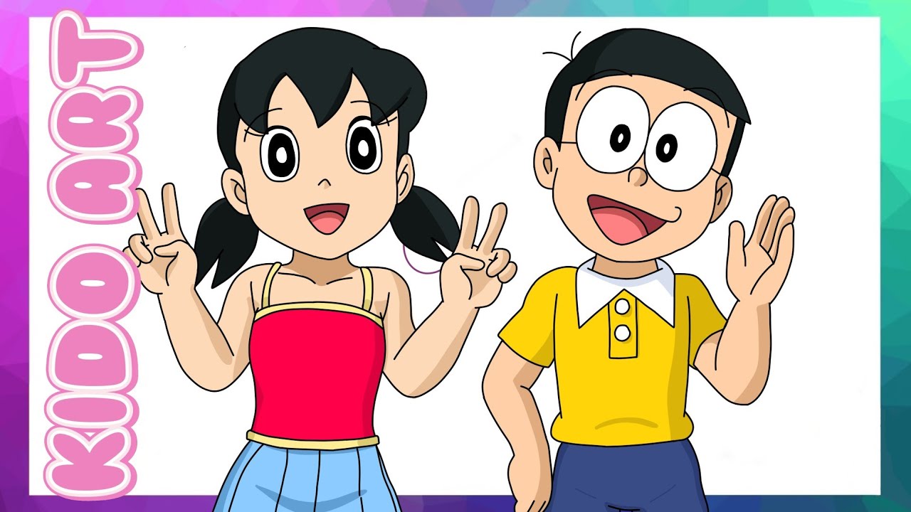 How To Draw Nobita & Shizuka From doraemon - YouTube
