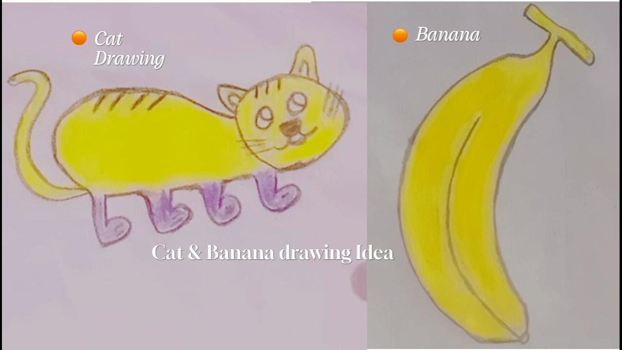 how to draw Banana, Cat, Beetle & Alien || Easy Way to Banana, Cat ...
