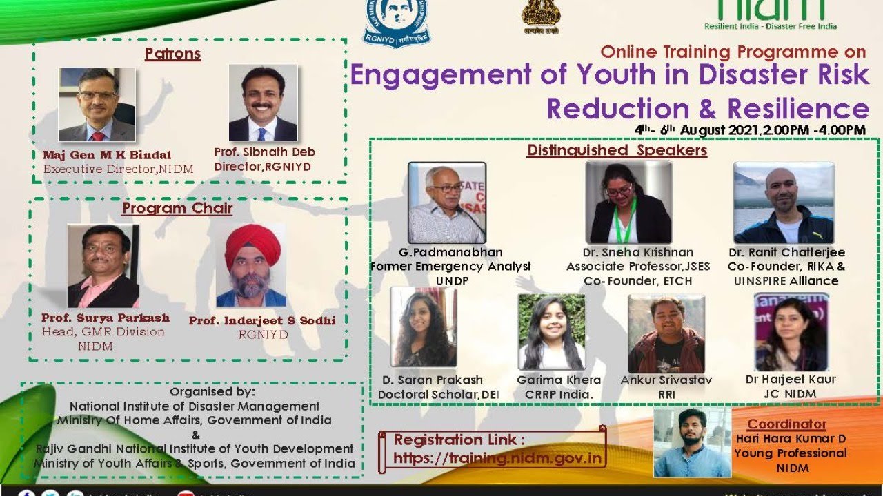 Online Training on Engagement of Youth in Disaster Risk Reduction and ...