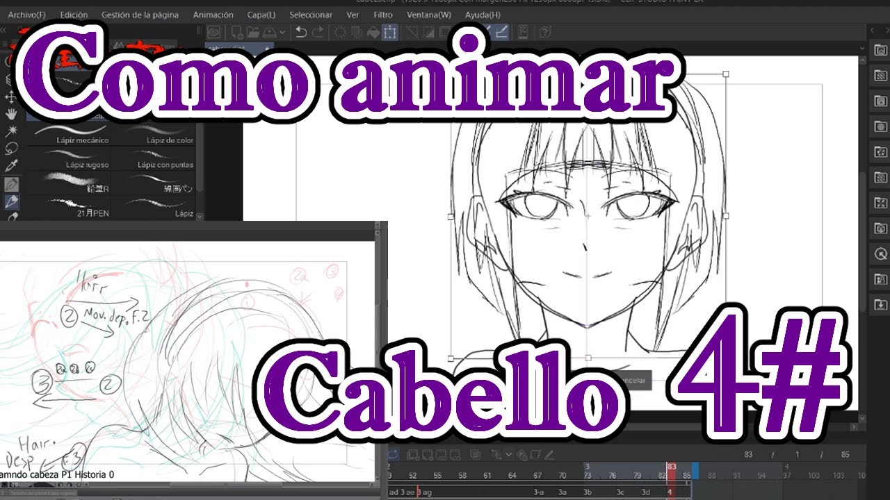 Como Animar una cabeza en Clip Studio Paint | P. 4 | Cabello | # ...