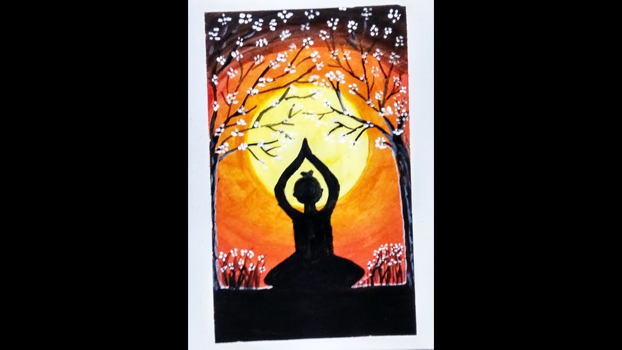 International Yoga Day Drawing/Yoga Day Special Drawing Step by Step ...
