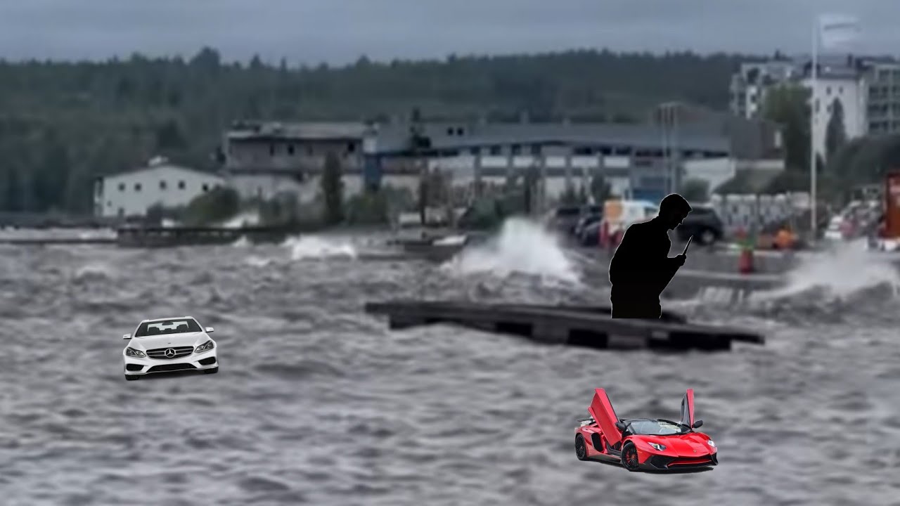 Just minutes ago! Storm in sweden, hans, flooding, Hudiksvall i dag ...