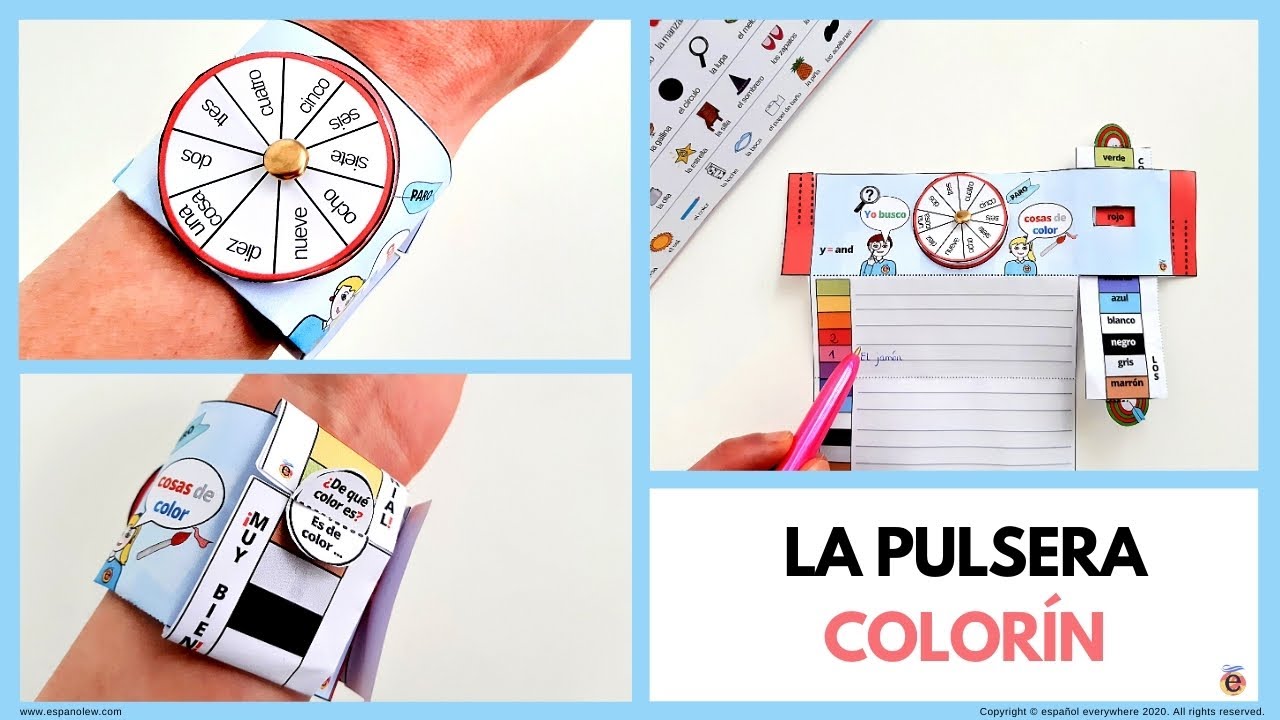 💻´PULSERA COLORÍN CON RULETA´- Números, colores, vocabulario y ...
