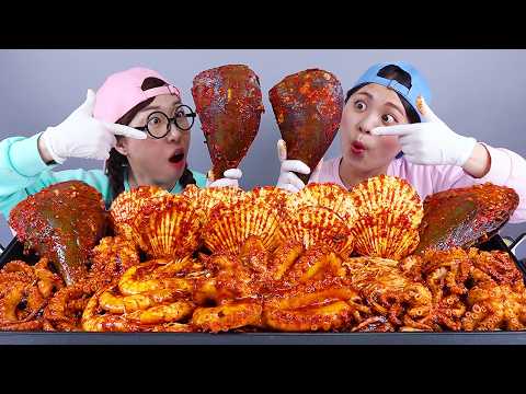 Spicy Seafood Boil Shrimp Octopus Mukbang DONA