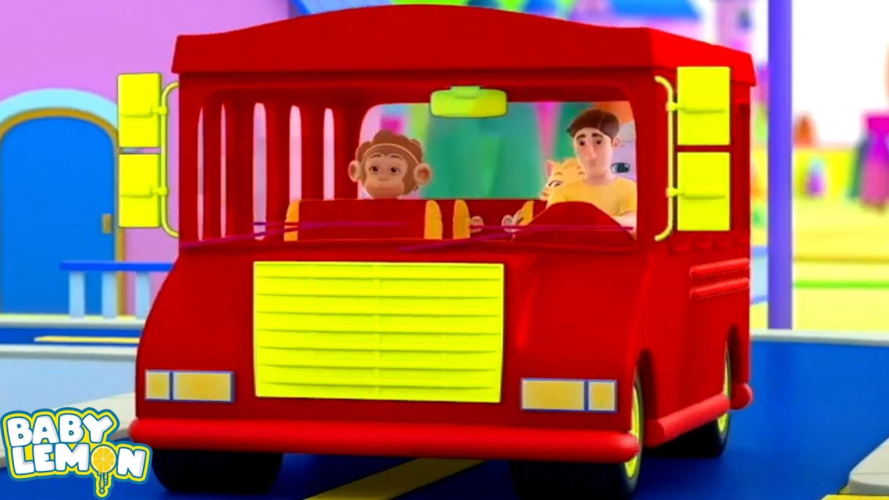 Wheels On The Bus, Red School Bus and Rhyme for Kids by Baby Lemon ...