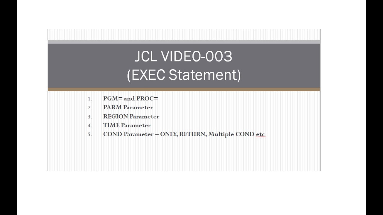 JCL | Job Control Language | 03 | EXEC Statement - YouTube