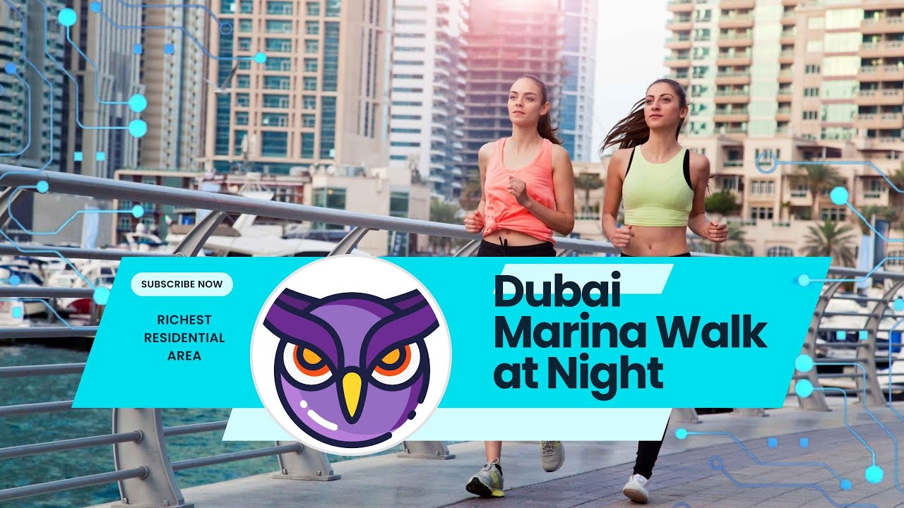 Dubai Marina Nightlife Walking Tour 4K | Relaxing Evening Dubai Marina ...