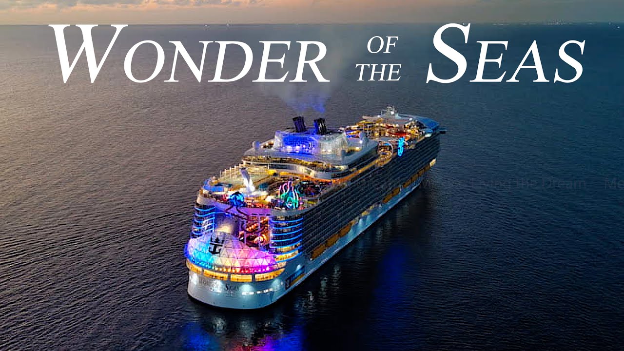 Wonder of the Seas with lights on - Aerial 4k drone footage (part 2 ...