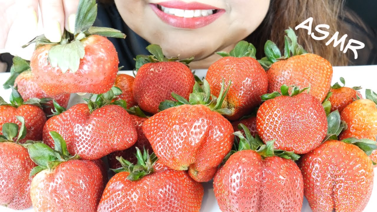 GIANT STRAWBERRIES, ASMR FRUIT PLATTER 딸기 สตรอเบอร์รี่ dâu tây (Eating ...