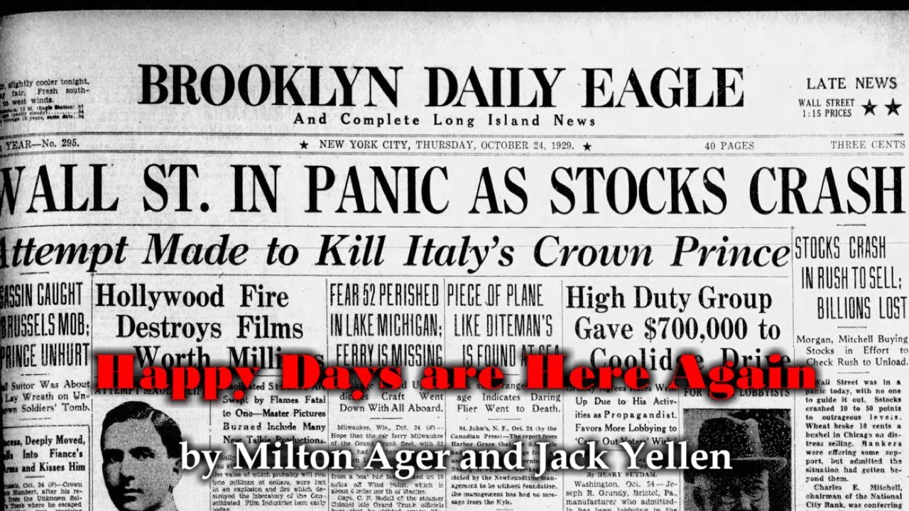 Happy Days are Here Again by Milton Ager and Jack Yellen - YouTube