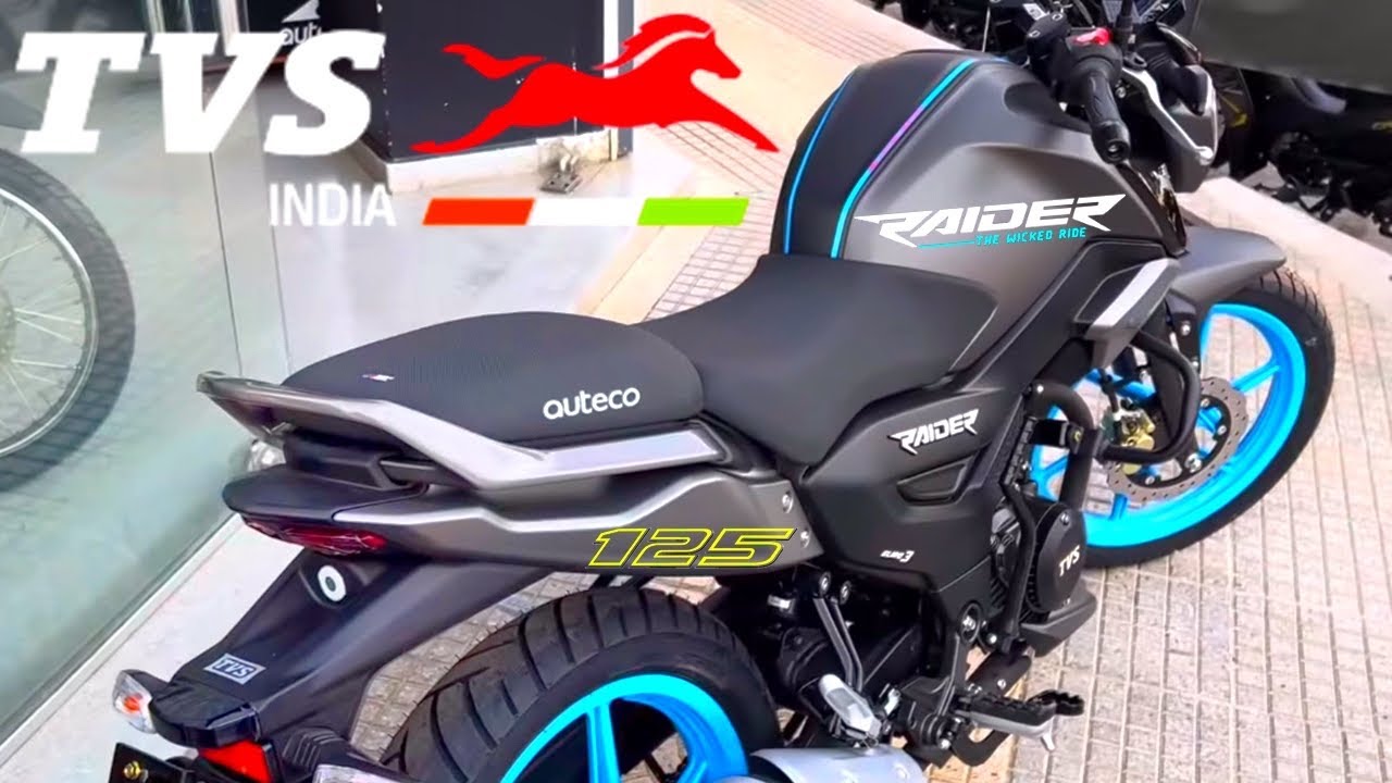 TVS Raider 125 Cyan Sky ABS BS6 2024 Launched | On Road Price, 3D Logo ...