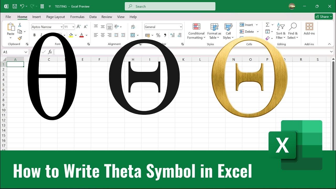 How to Write Theta Symbol in Excel - YouTube