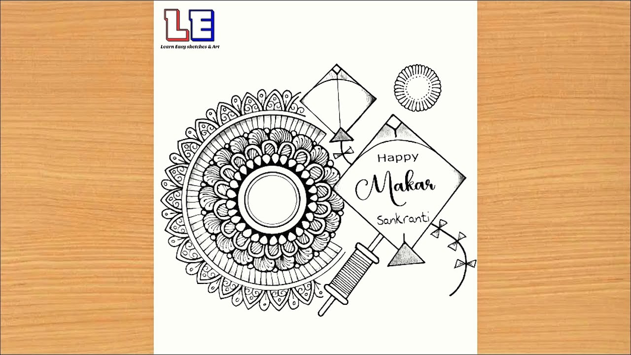Makkar Sakranti Special Drawing | Kite Drawing | Drawing of Kite ...