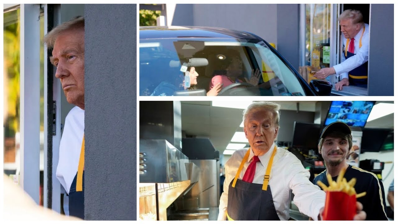 Trump works Fryer, serves customers at Drive-Thru Window at McDonald ...