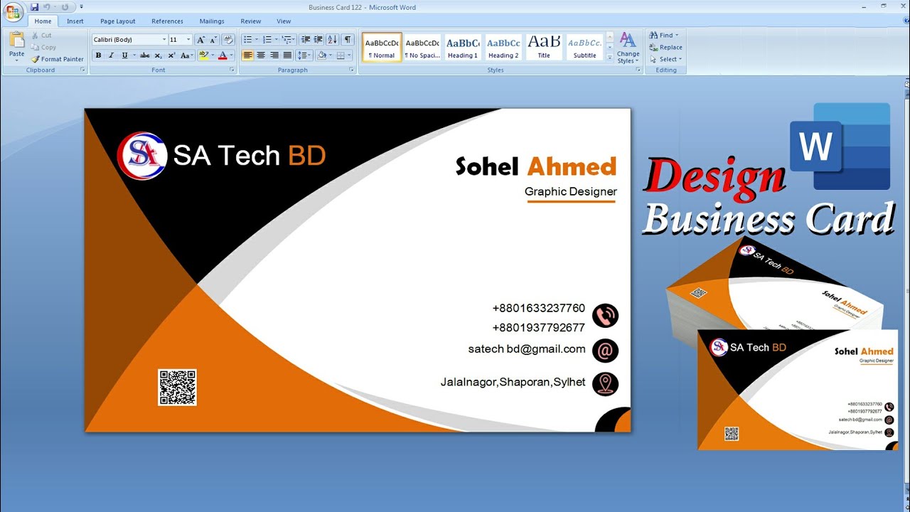 How to create professional visiting card design in Microsoft word / ms ...