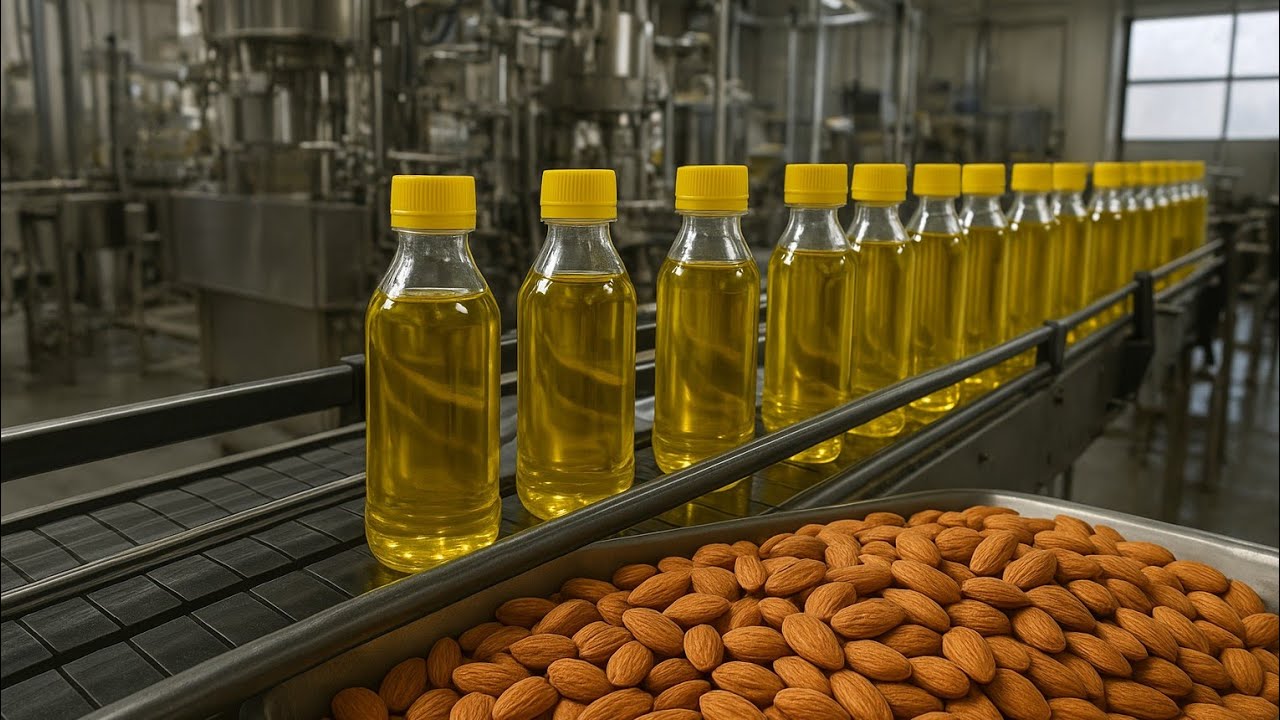Almond Oil Factory Process | Pure Organic Almond Oil Production # ...