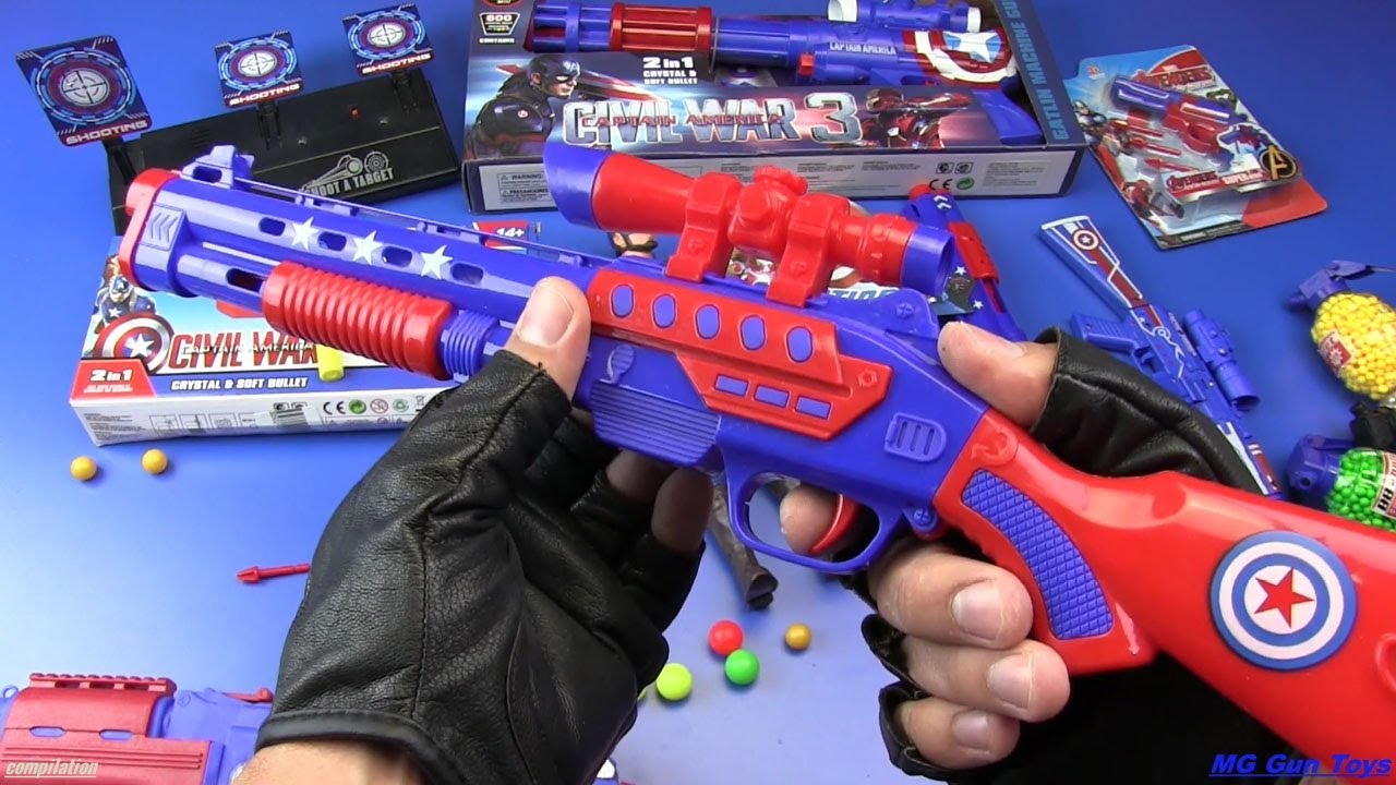 Captain America Toys Collection Unboxing ! Police & Military Gun Toys ...