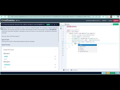 Java program using StringBuffer class to delete remove characters - YouTube