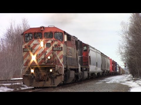 BC Rail Cowl Dash-8 4612 Leads CN Train 407 at Marsh Junction - Moncton, NB - YouTube