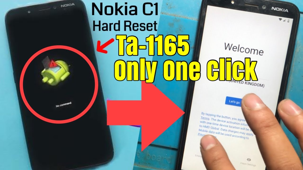 Nokia TA 1165 Pattern unlock only one click || Nokia C1 Hard Reset ...