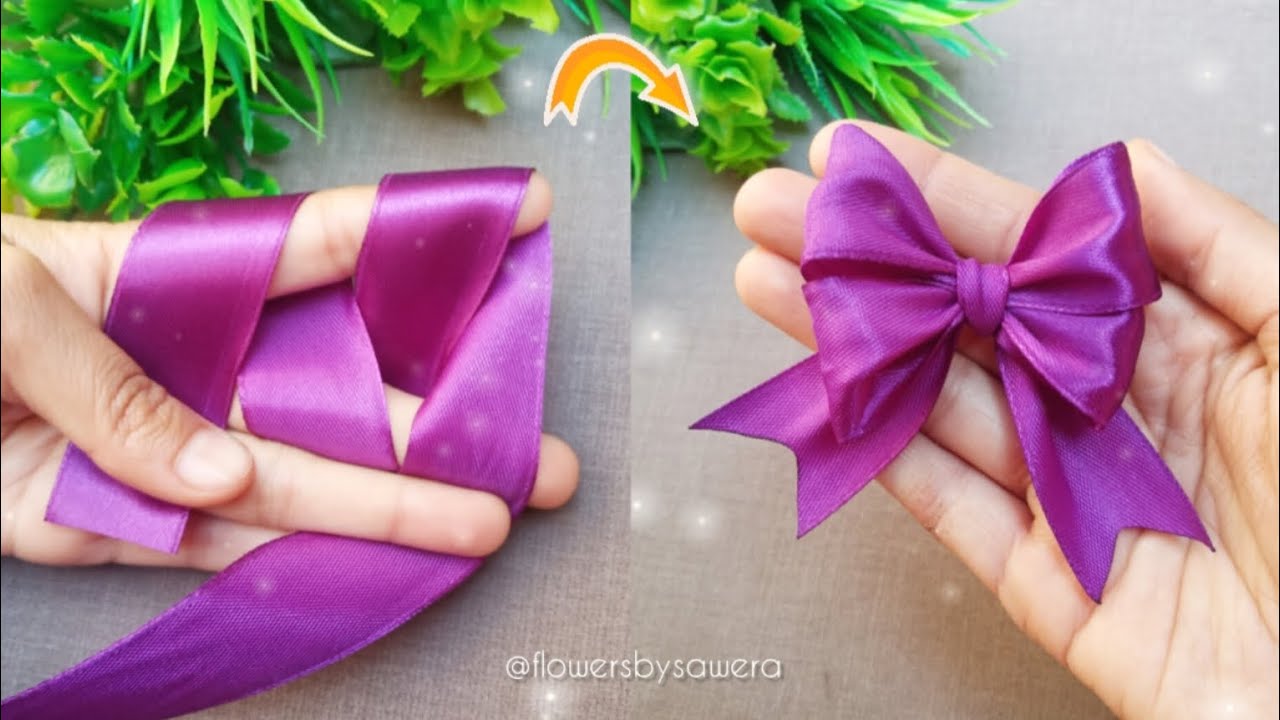 Double loop Bow - DIY Easy Way to Make Bow from Satin Ribbon - Ribbon ...