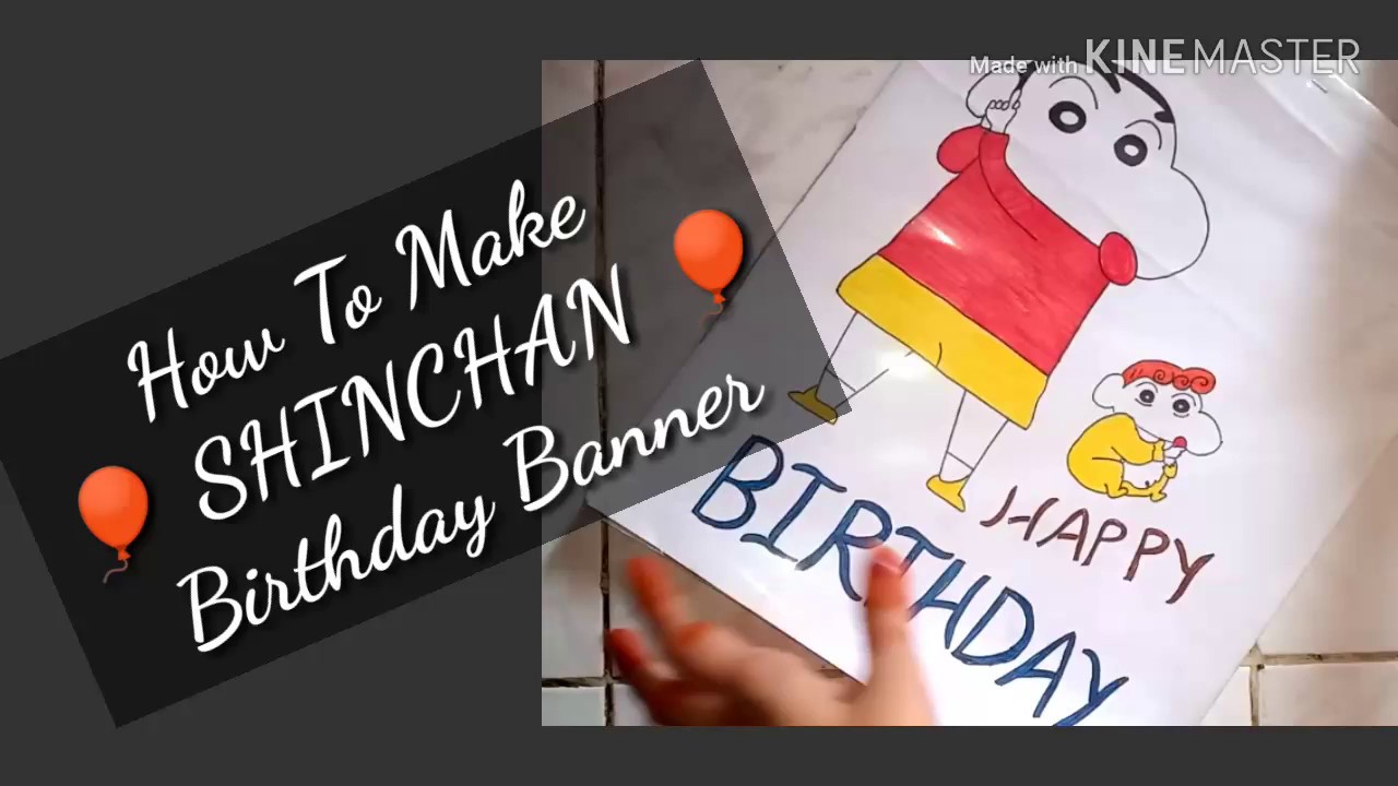How To Make #SHINCHAN Birthday Banner // Birthday Decoration At Home ...
