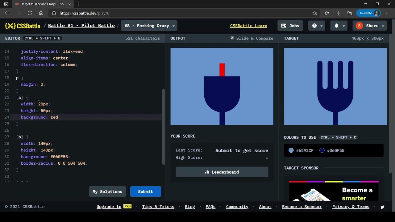 CSS Battle Target #8 | Forking Crazy | All cssbattle.dev solutions - YouTube