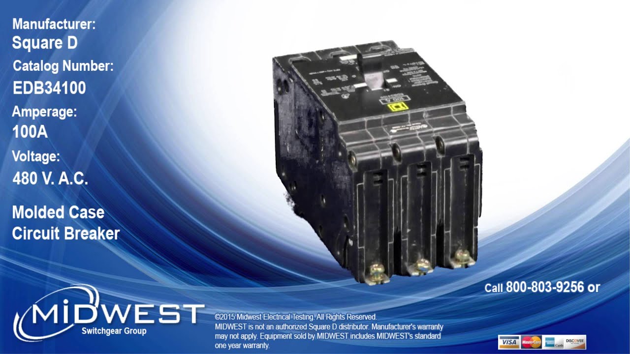 EDB34100 Square D Circuit Breaker For Sale - YouTube