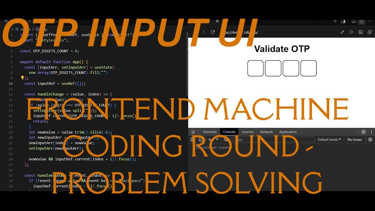 OTP Validation UI - React JS | Machine Coding Round | #nitish.dev - YouTube